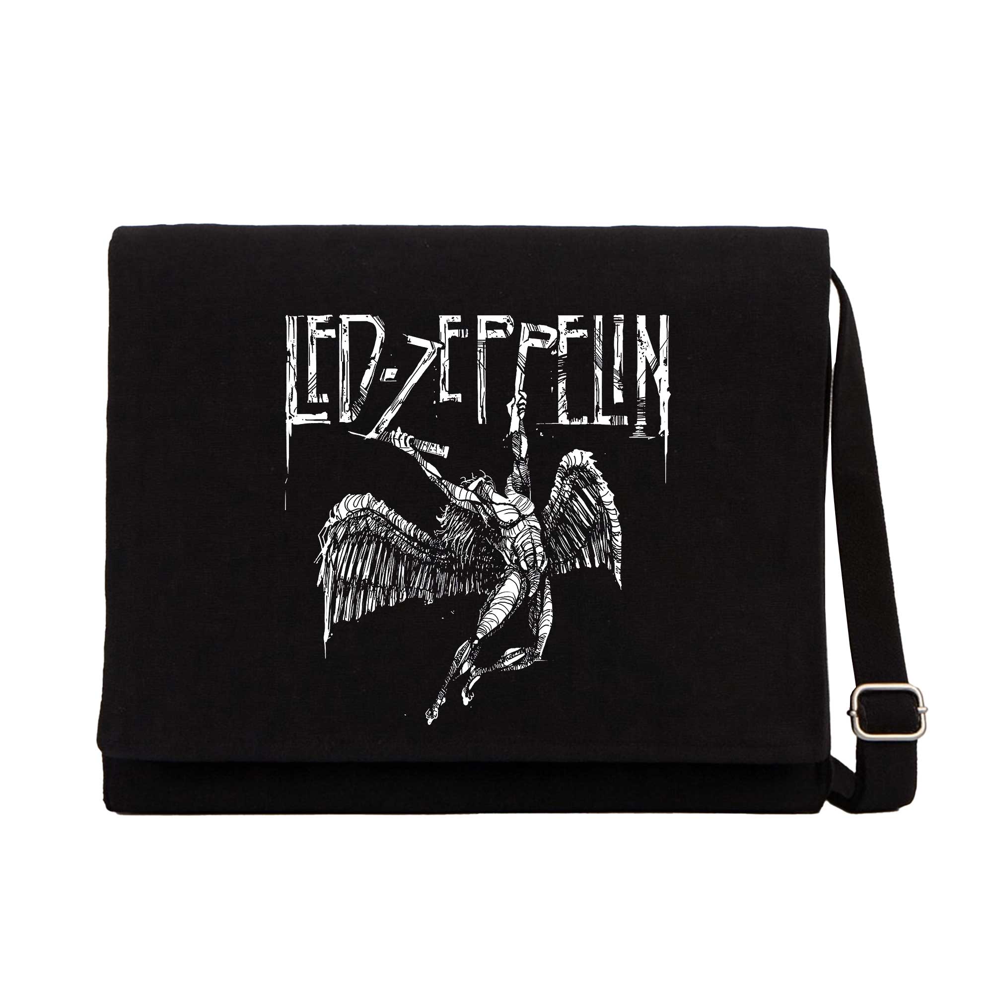 Led Zeppelin Failing Angel Siyah Kanvas Postacı Çantası | Zepplin Giyim ...
